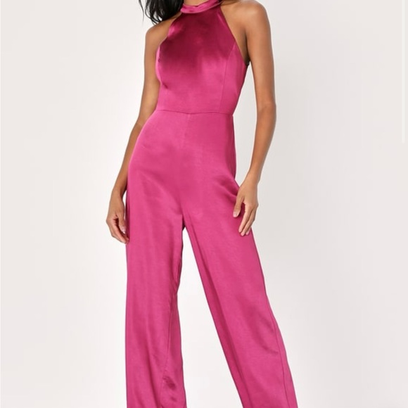 Lulus | Pants & Jumpsuits | Satin Wide Leg Open Back Jumpsuit | Poshmark